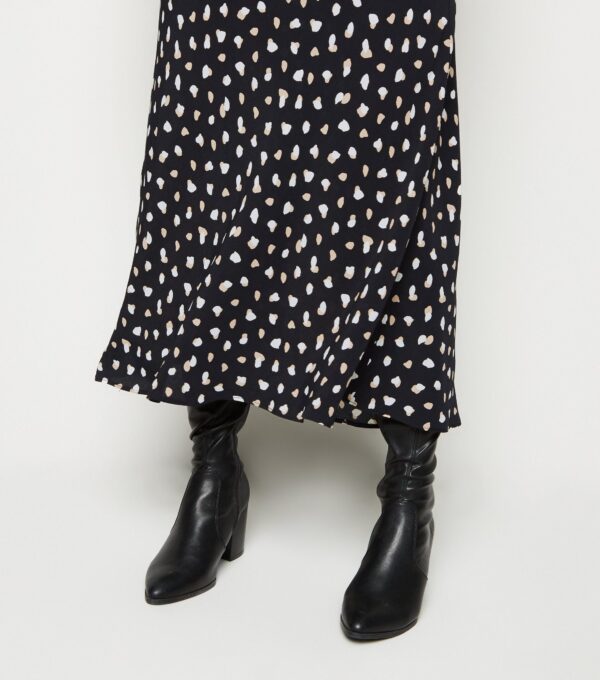 Newlook Femme - Jupe mi-longue noire à pois - Drest