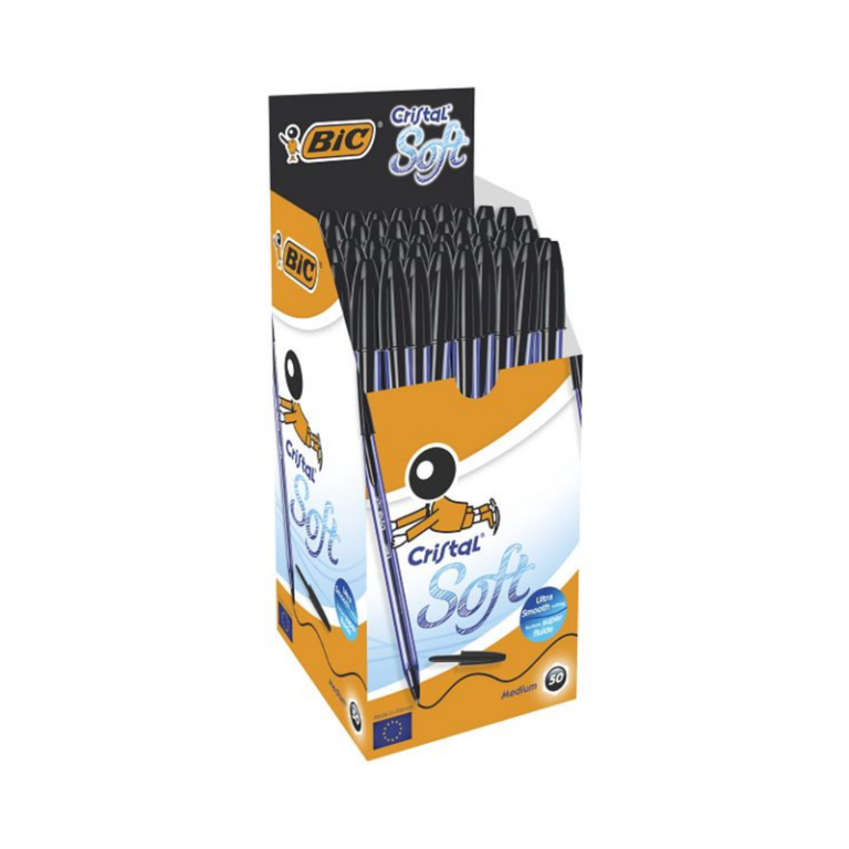 BIC - BIC Cristal Soft Stylos-Bille Pointe Large - Noir, Boîte de 50 ...
